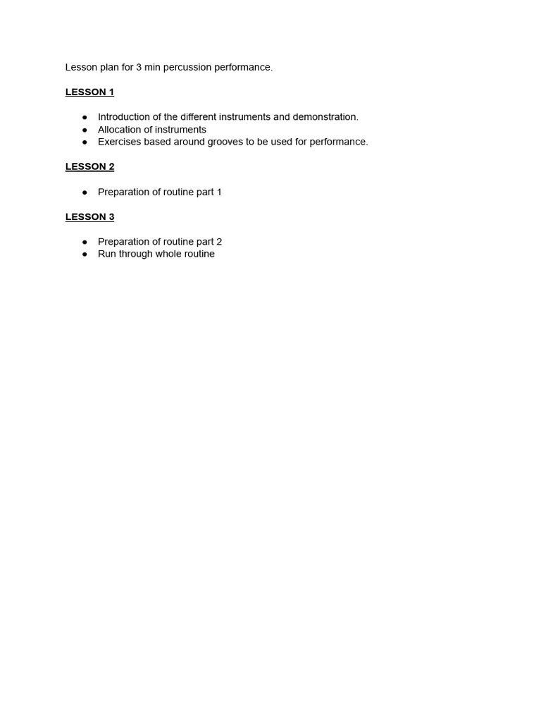 Percussion Lesson Plan | PDF