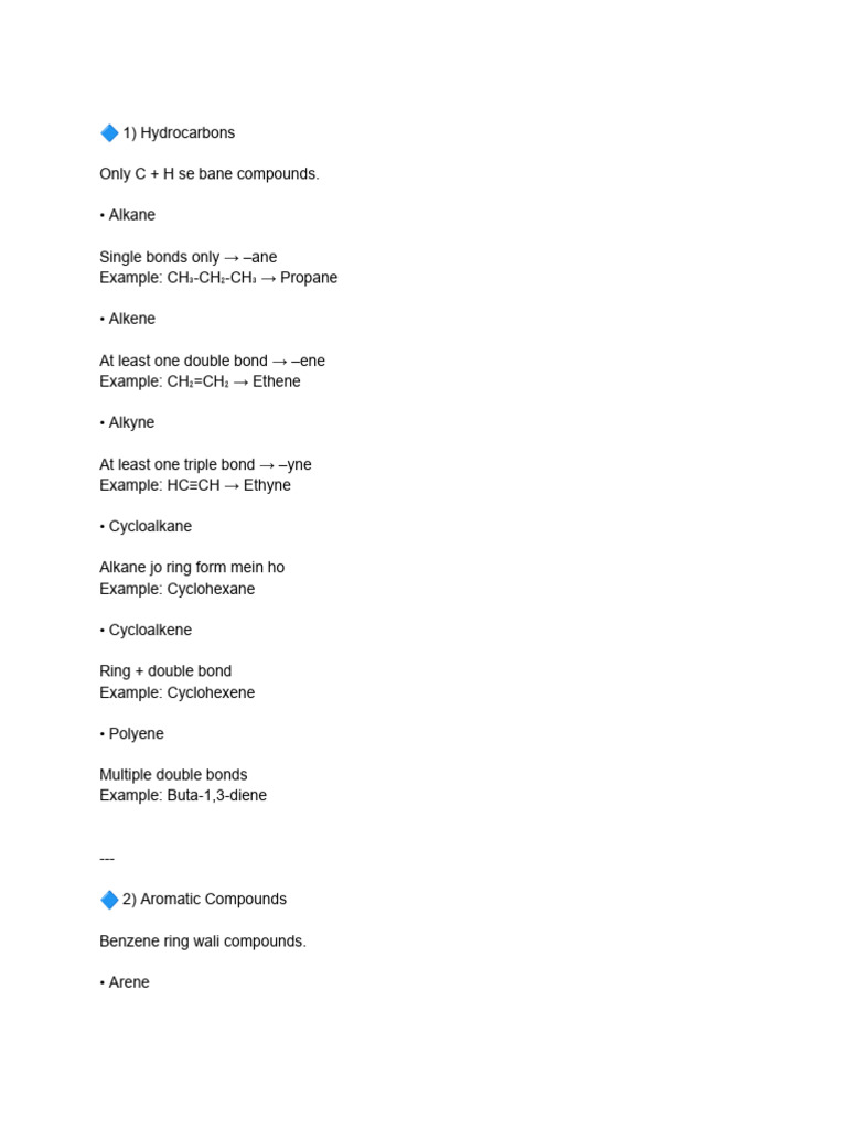 Organic Common Names + Some Important Terms | PDF | Alkene | Amine
