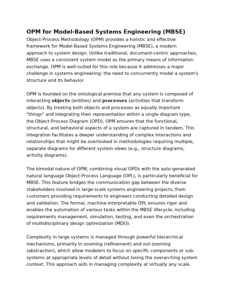 OPM For Model-Based Systems Engineering (MBSE) | PDF | Computing ...