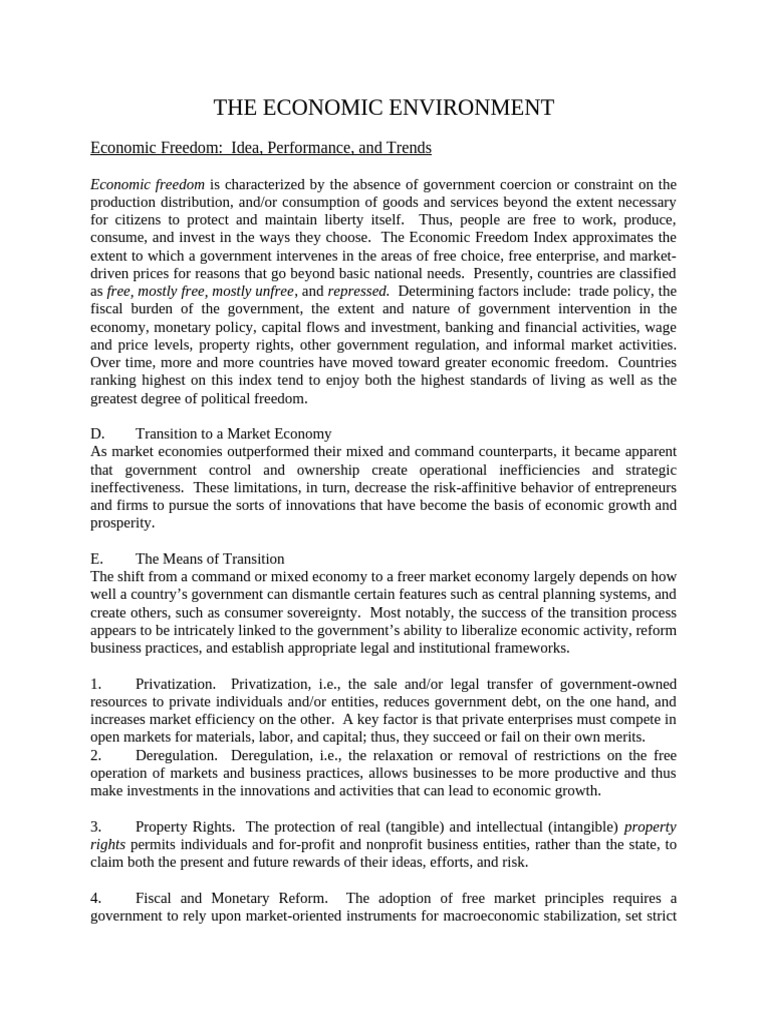 Economic Environment 5 | PDF | Market Economy | Economic Freedom