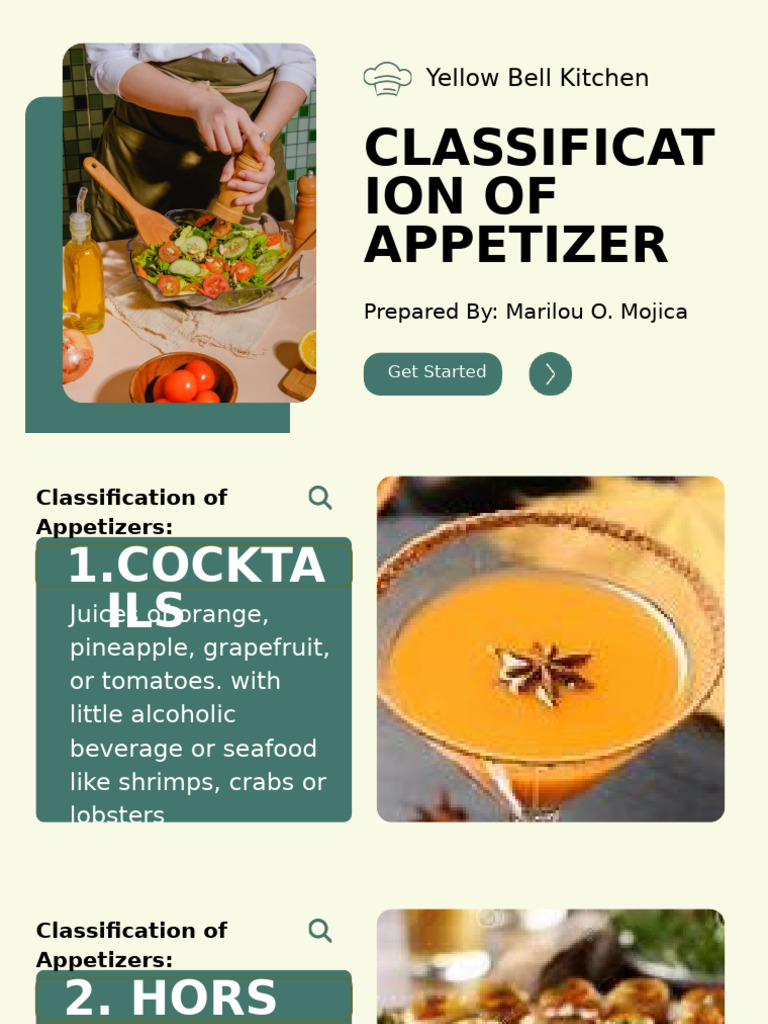 Classification of Appetizer | PDF