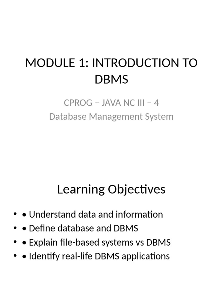Module 1 Dbms With Diagrams Pdf