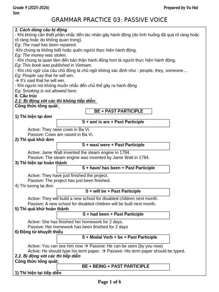 Grammar Practice 03 Passive Voice | PDF