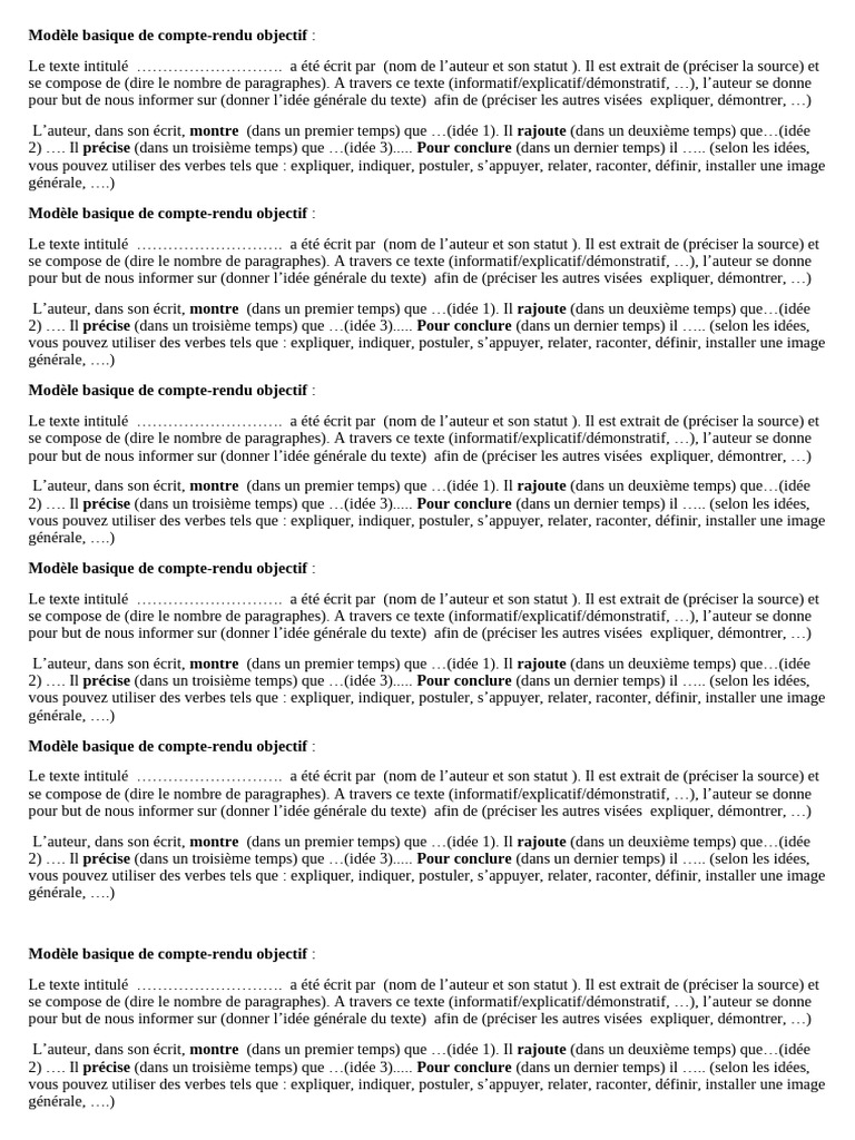 Modèle de compte-rendu objectif | PDF
