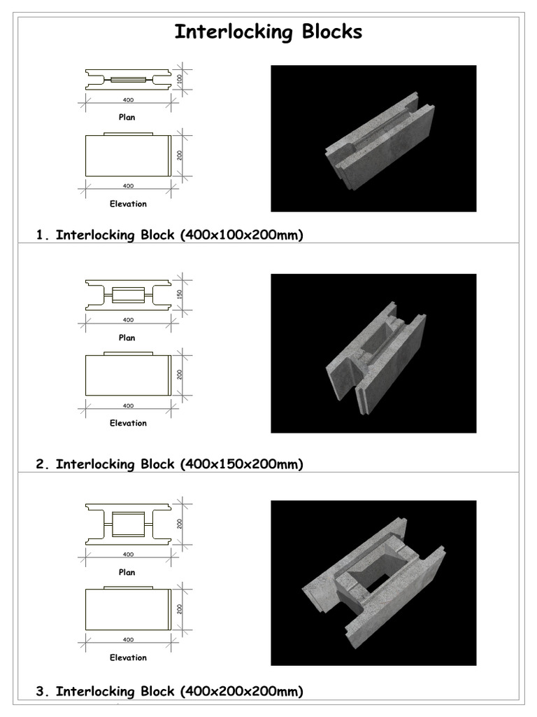 Interlocking Block Specifications and Plans | PDF