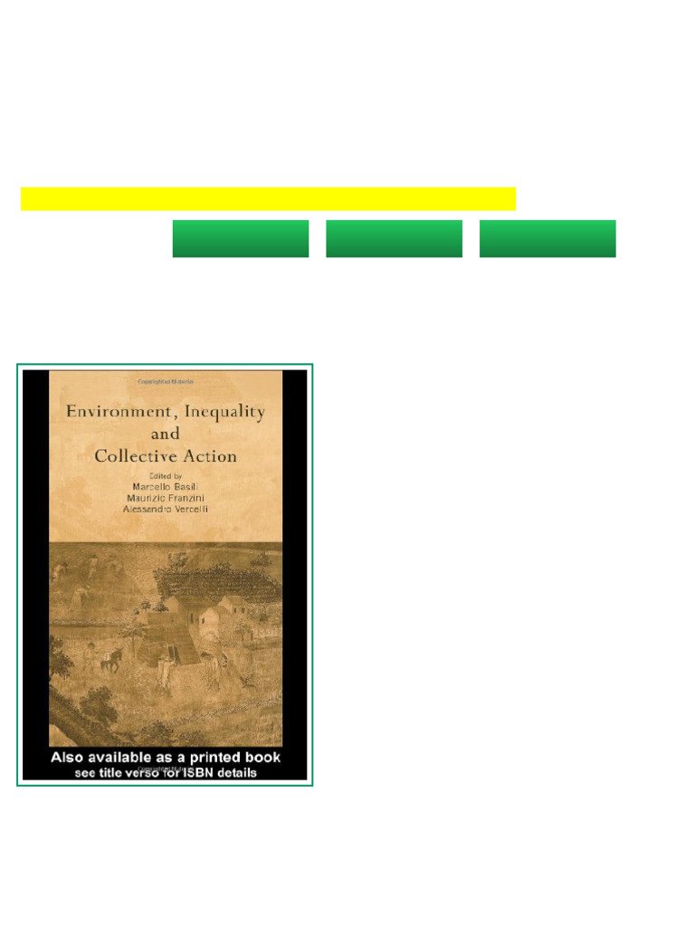 Environment Inequality and Collective Action 1st Edition Marcello ...