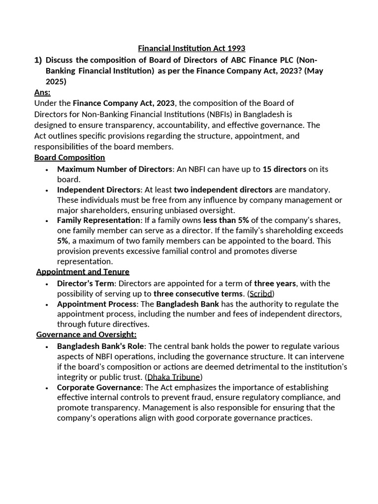NBFI Governance and Lending Regulations | PDF | Non Bank Financial ...