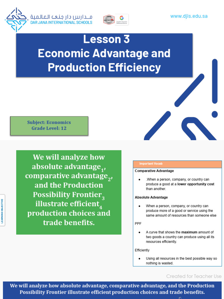 Lesson 3 - Economic Advantage and Production Efficiency | PDF ...
