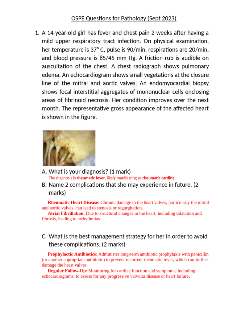 Pathology OSPE Questions - Sept 2023 | PDF | Gallbladder | Heart