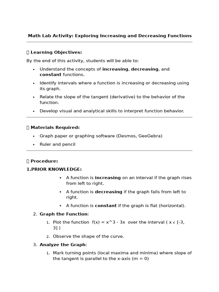 ACTIVITY 4-Increasing and Decreasing Function-1 | PDF