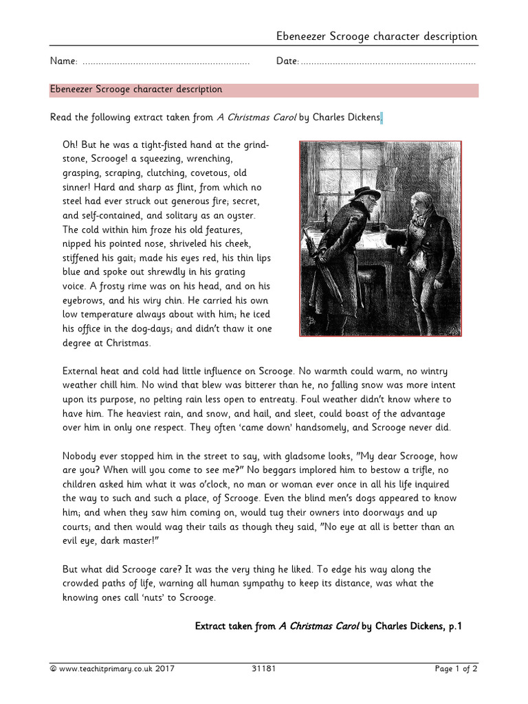 Ebeneezer Scrooge Character Analysis | PDF | Ebenezer Scrooge | Linguistics