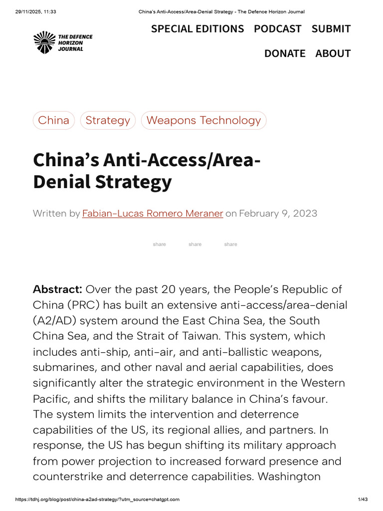 China's A2/AD Strategy Explained | PDF | Cruise Missile | People's ...