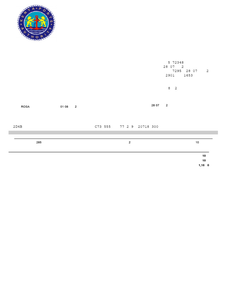Kenya Ports Authority Tax Invoice | PDF | Invoice | Trade