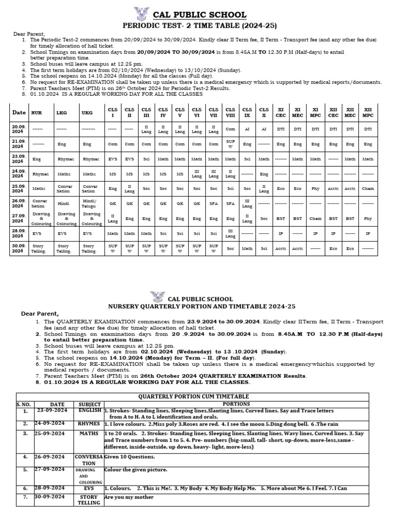 Pt2 All Classes Portion Time Tables | PDF | Noun | English Language
