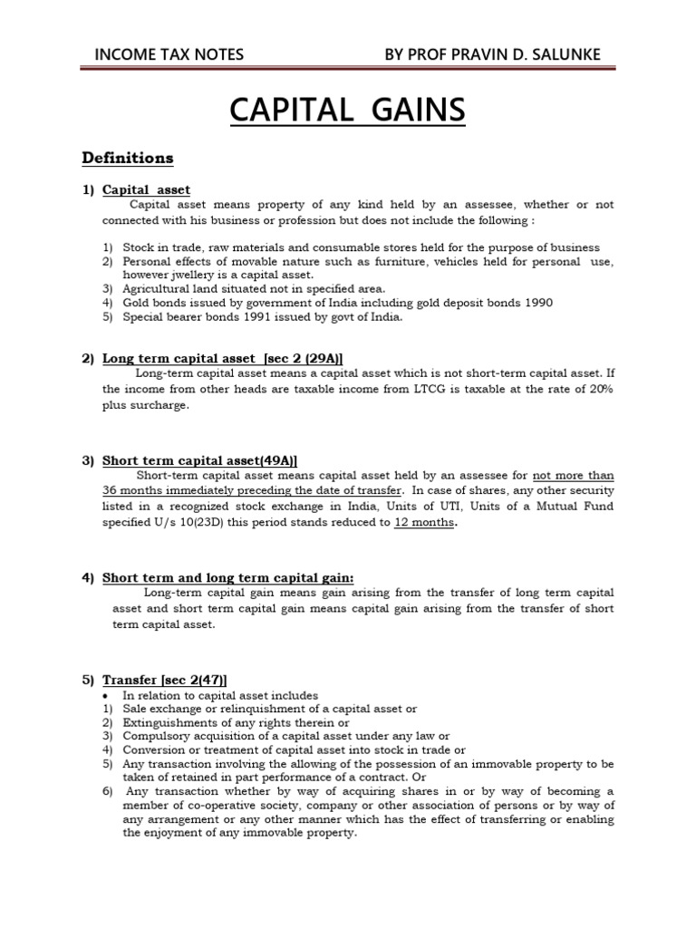 Capital Gains Tax Explained: Key Concepts | PDF | Capital Gain | Tax ...
