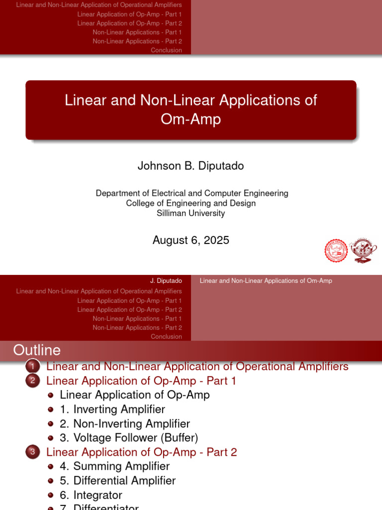 02 Linear and Non Linear Application of Op Amp | PDF | Operational ...