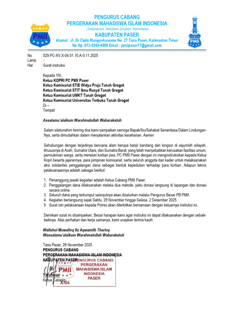 Aksi Solidaritas PMII Paser untuk Korban Bencana | PDF