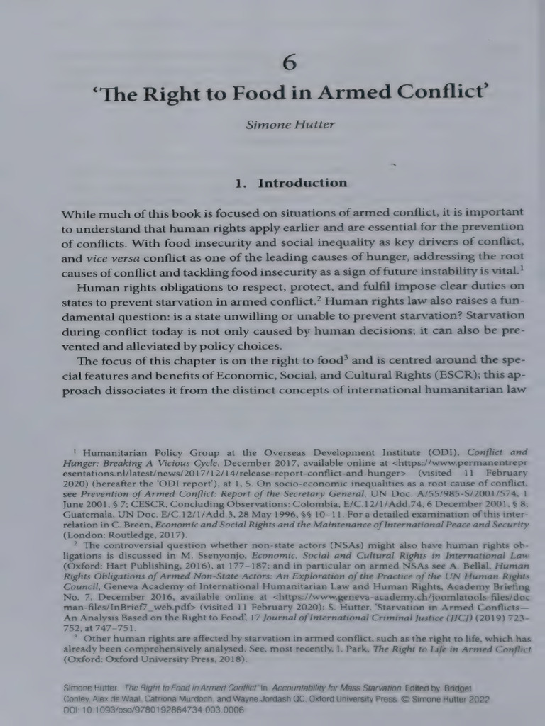 6 The Right To Food in Armed Conflict': Simone Hutter | PDF | Food ...