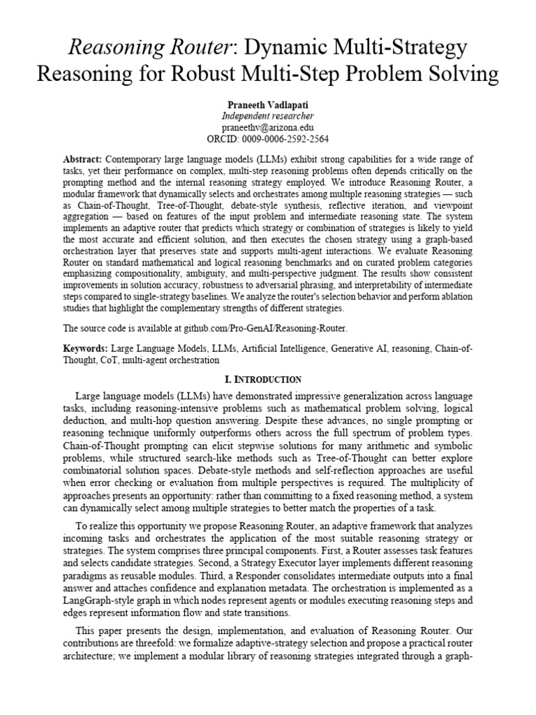 Reasoning Router: Dynamic Multi-Strategy Reasoning For Robust Multi ...
