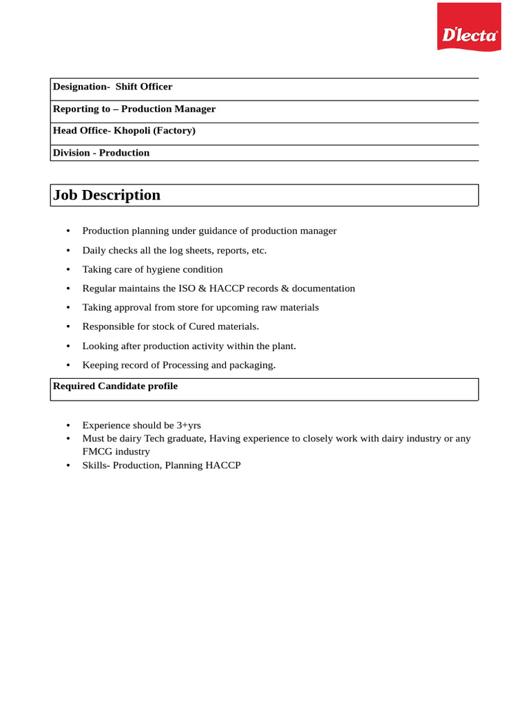 Shift Officer | PDF