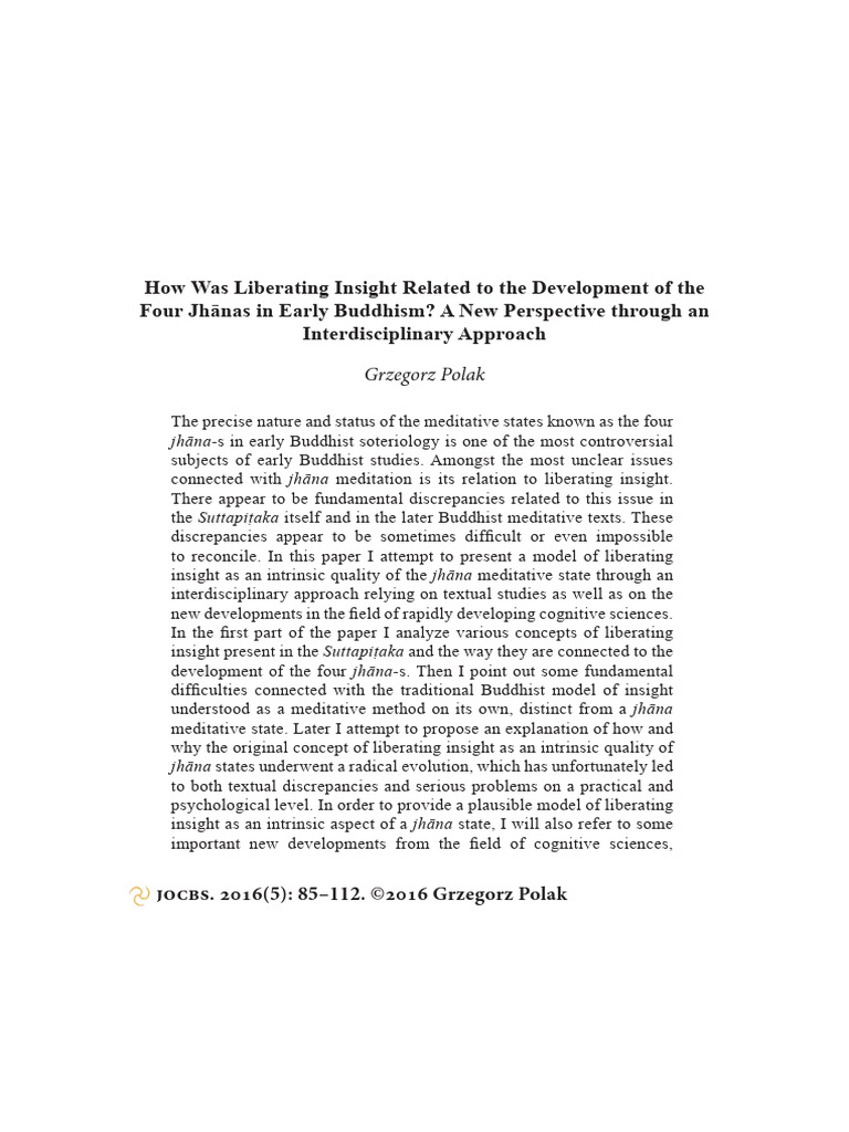 How Was Liberating Insight Related To TH | PDF | Noble Eightfold Path ...