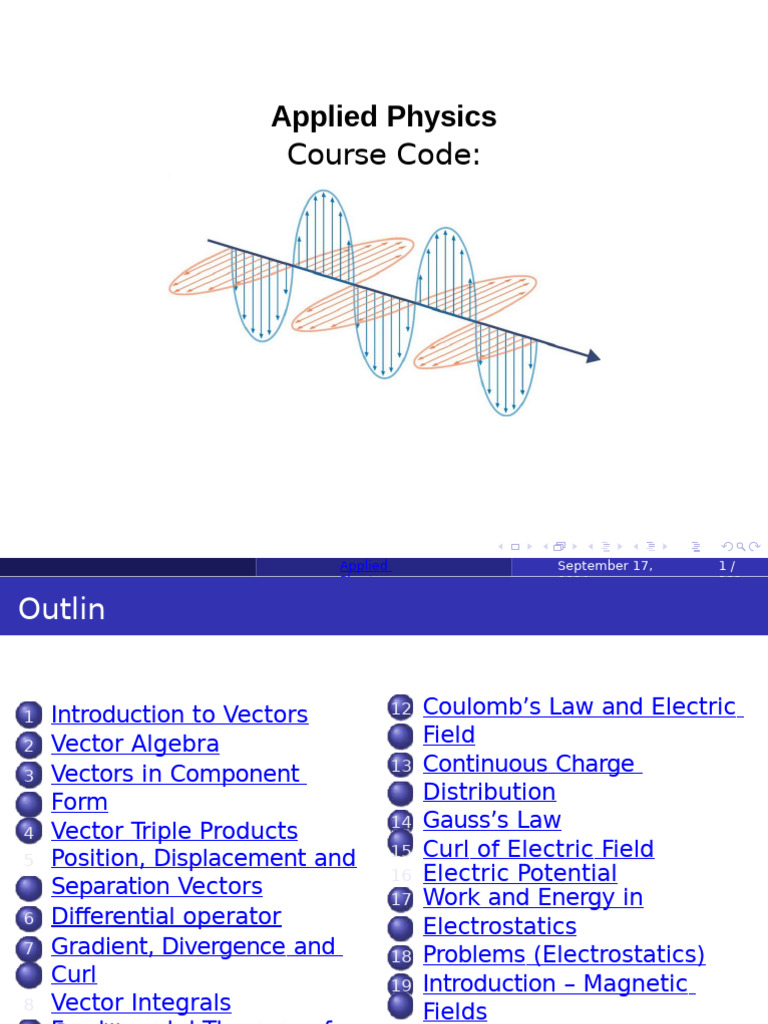 Applied Physics: Vector Analysis Concepts | PDF | Euclidean Vector ...