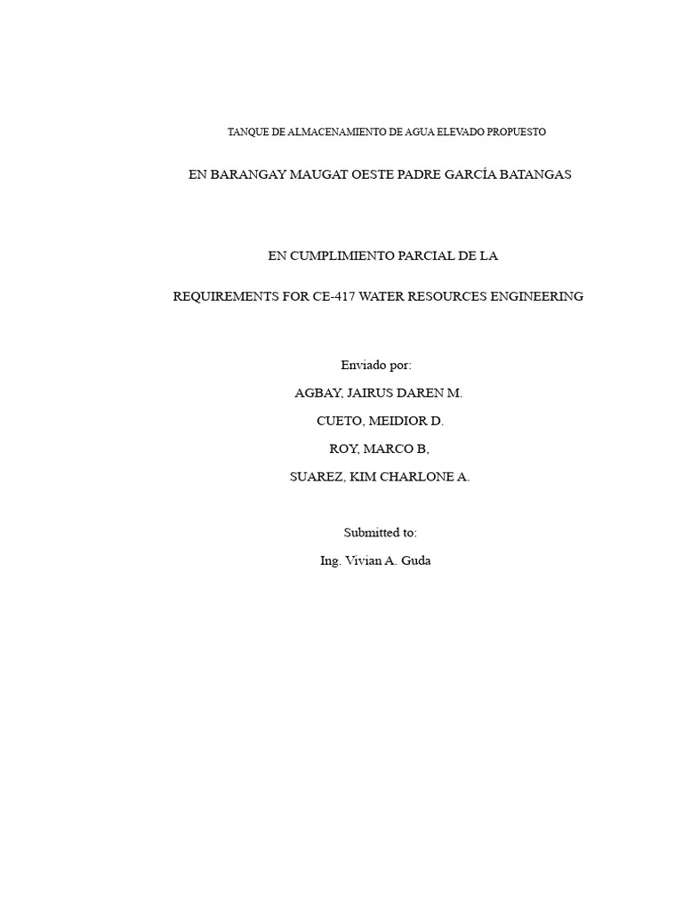4propuesto Reservorio de Almacenamiento de Agua Elevado | PDF | Agua ...