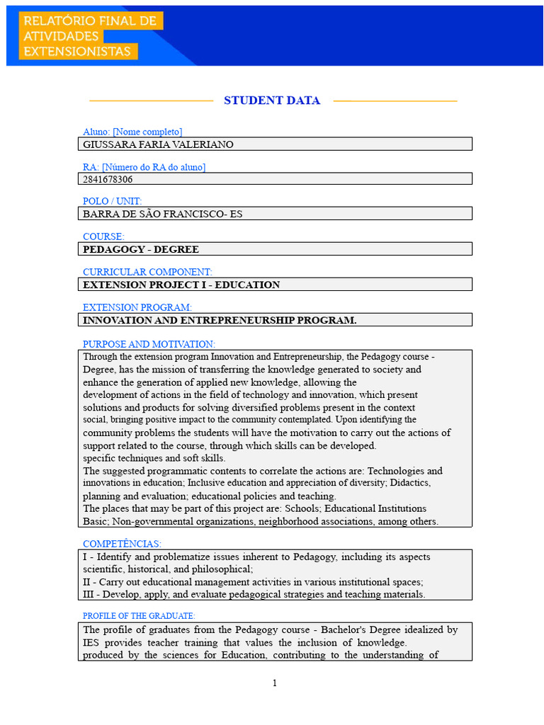Extension Project Pdf Pedagogy Knowledge