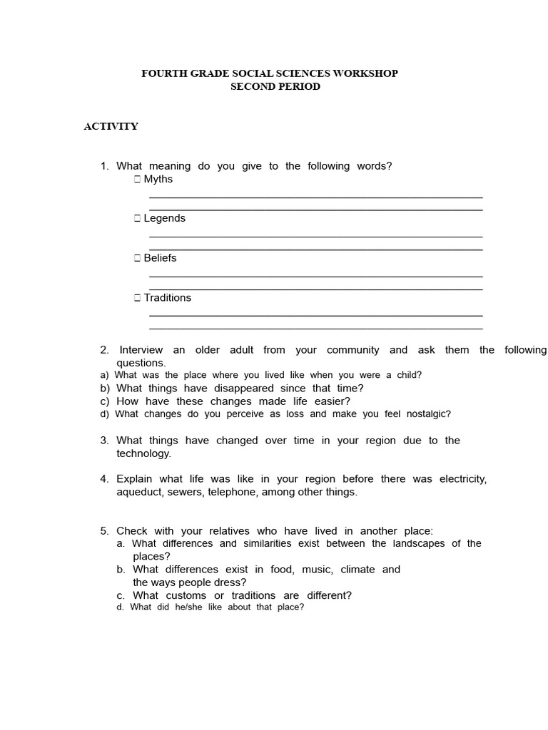 Fourth Grade Social Sciences Workshop Second Term | PDF