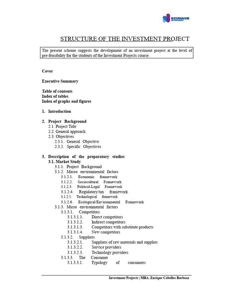 Structure of The Investment Project | PDF | Demand | Marketing
