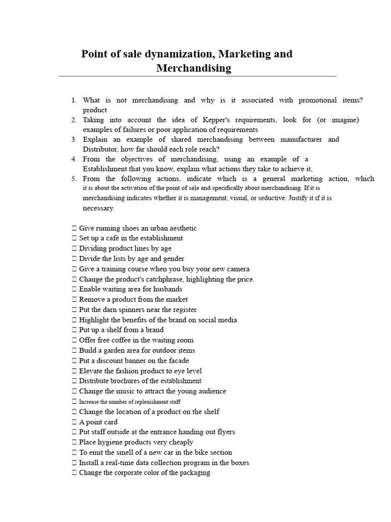 Merchandising Questions | PDF | Merchandising | Marketing