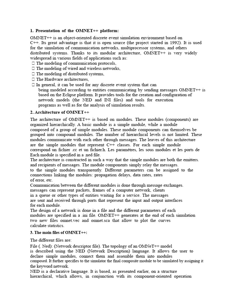Presentation of The OMNET Platform | PDF | Computer Network | Modular Programming