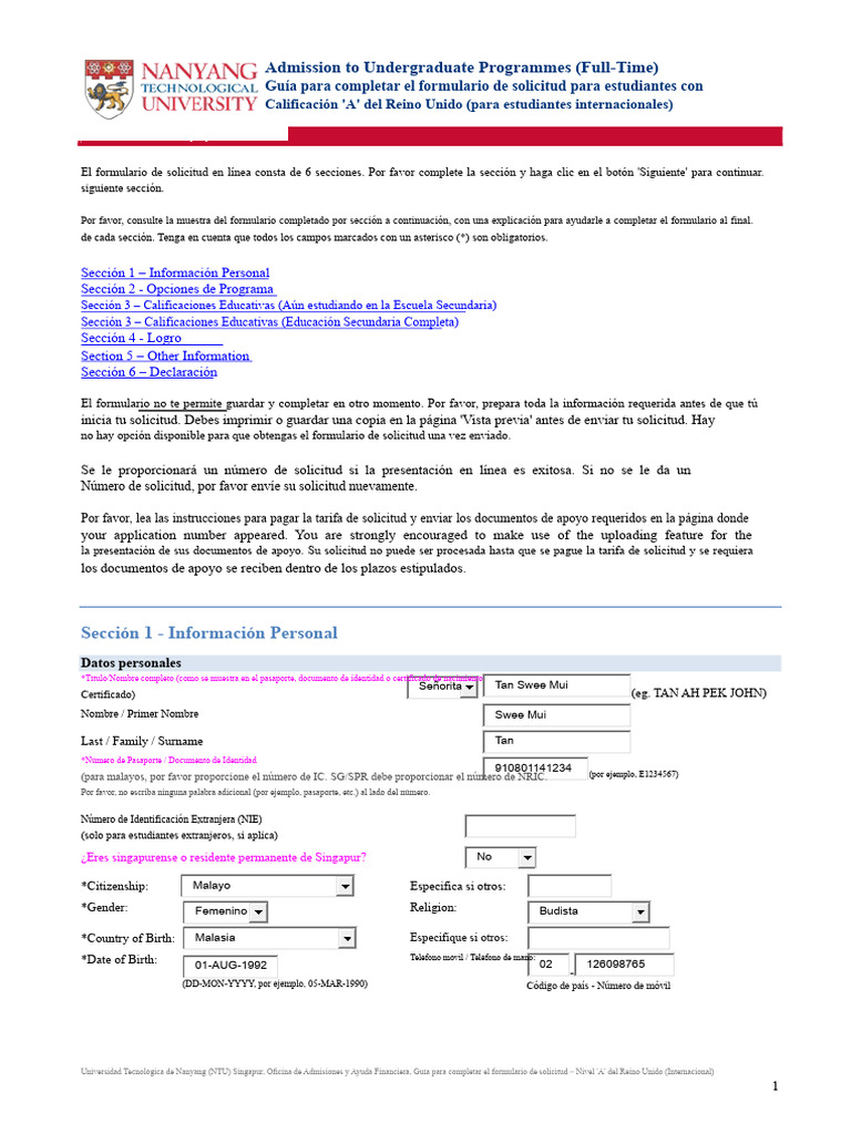 Formulario de Solicitud para Ntu | PDF | Diploma | Educación Secundaria