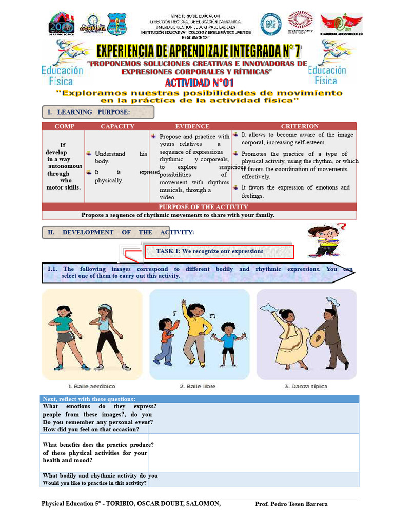 Experience 7 Physical Education - Activity 01 - 5TH Sec | PDF | Dances ...