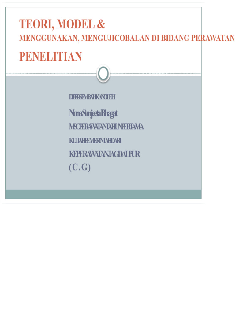 Teori dan Model dalam Keperawatan | PDF