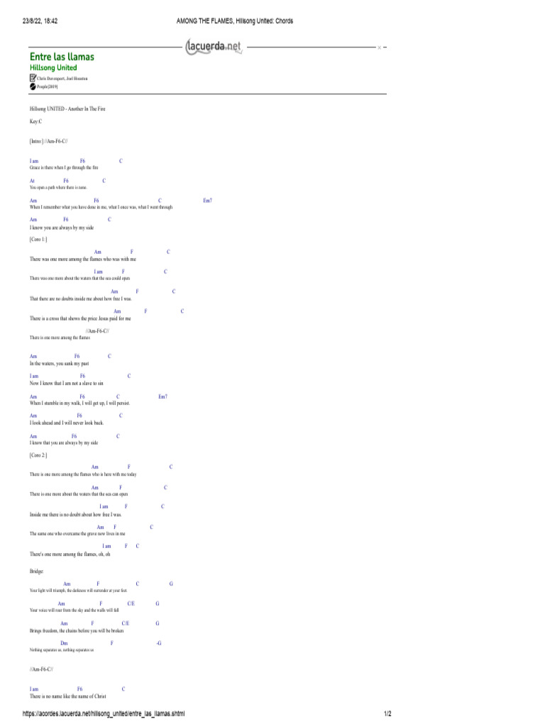 BETWEEN THE FLAMES, Hillsong United - Chords | PDF | Systematic ...