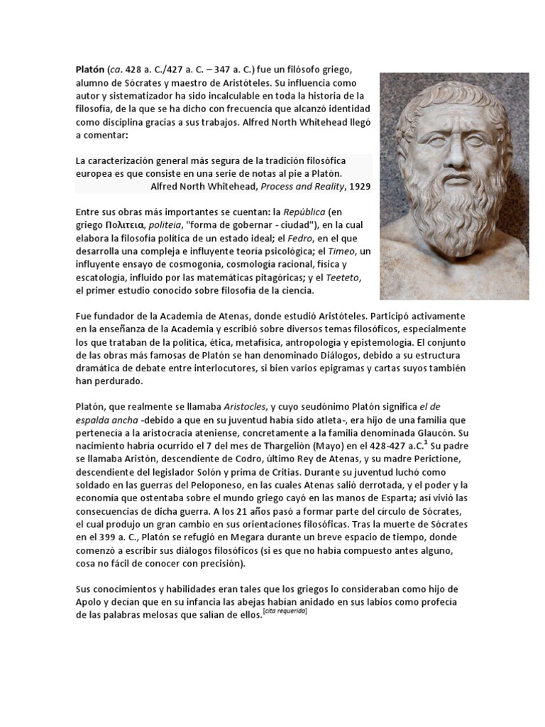 Biografía de Platón | PDF | Platón | Sócrates