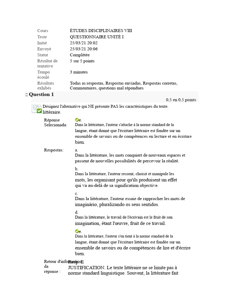 Questionnaire sur la littérature et ses auteurs | PDF | Fable | Le ...
