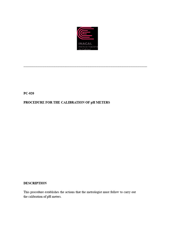 pH Meter Calibration Procedure Guide | PDF | Calibration | Metrology