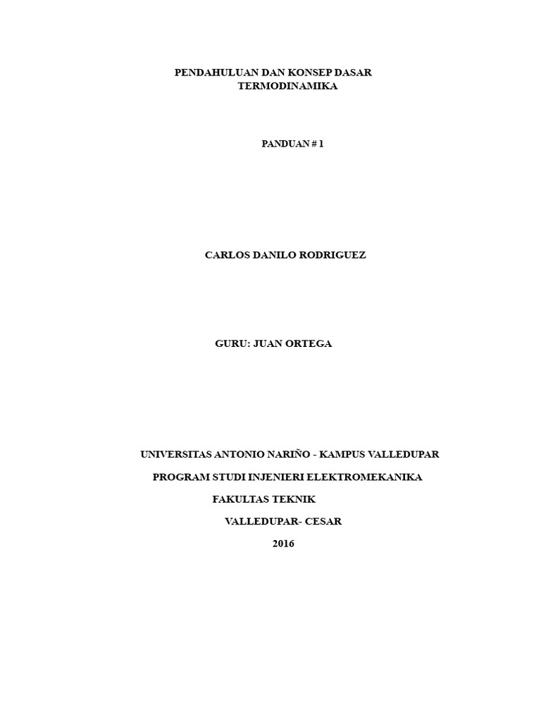 Pengembangan Panduan # 1 Termodinamika Pengenalan dan Konsep Dasar | PDF