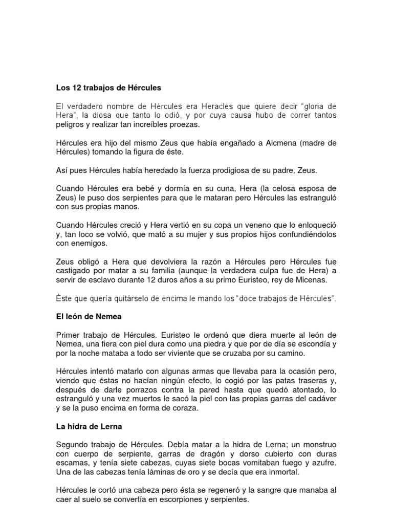 Los 12 Trabajos de Hércules | PDF