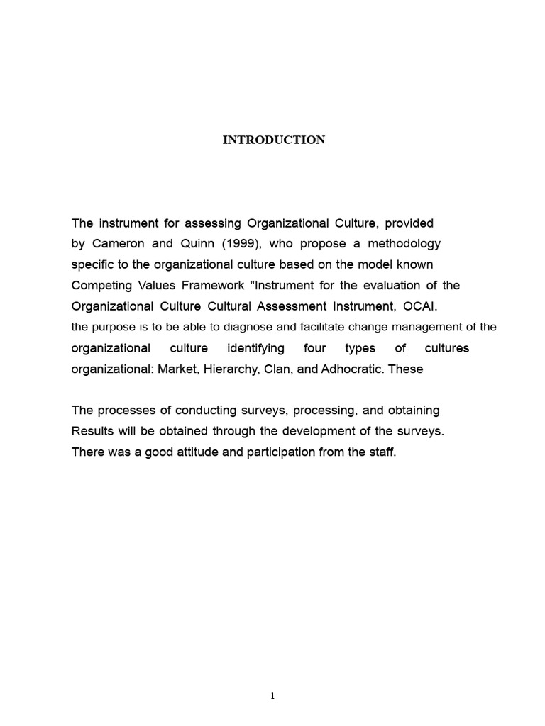 Cameron & Quinn Culture Report | PDF | Organizational Culture ...
