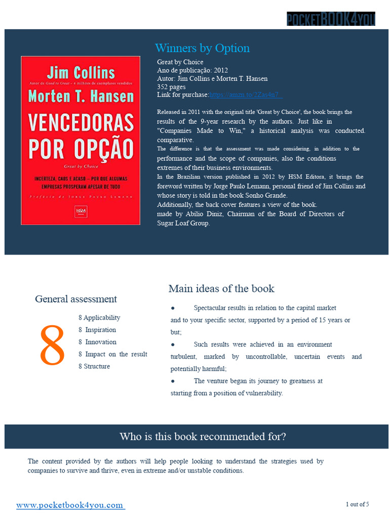 Winners by Choice - Jim Collins and Morten T. Hansen | PDF | Copyright ...