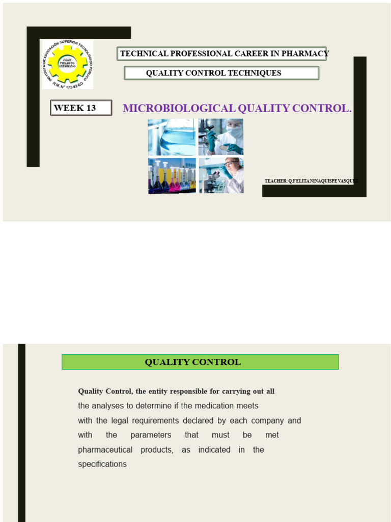 Week 13 Microbiological Quality Control | PDF | Disinfectant | Microbiology
