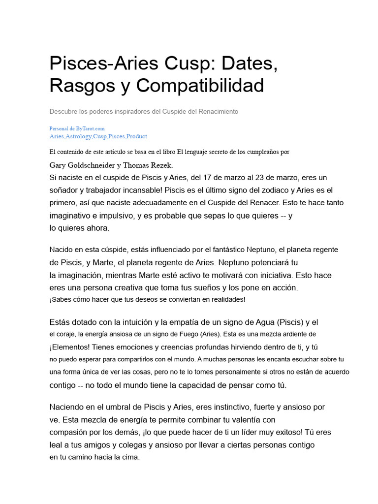 Cúspide de Piscis y Aries | PDF | Amor | Piscis (astrología)