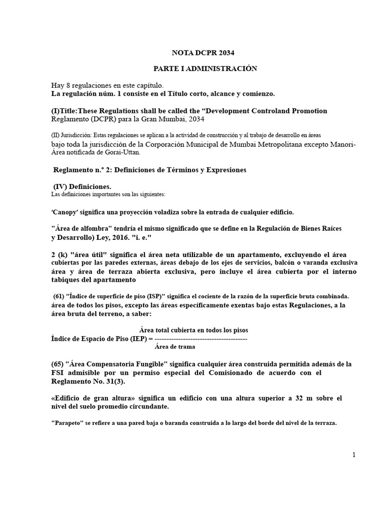 DCPR 2034 Nota I Regulaciones 1-29 | PDF | Arquitecto | edificio