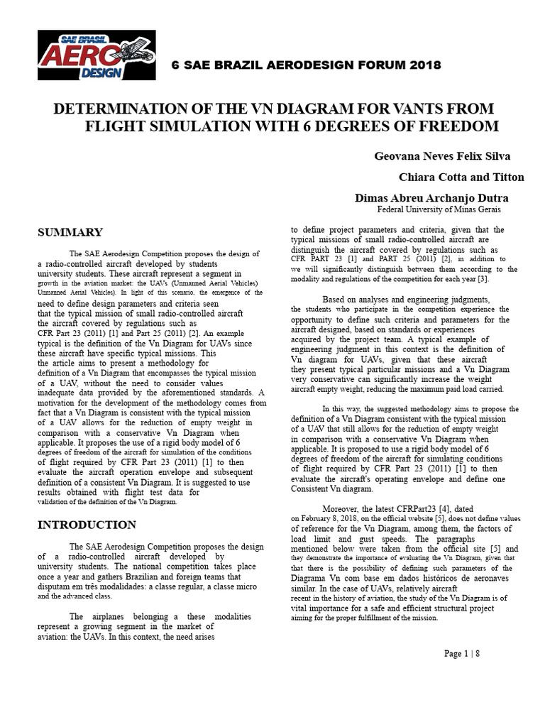 Determination of The VN Diagram For Uavs Starting From | PDF | Aircraft ...
