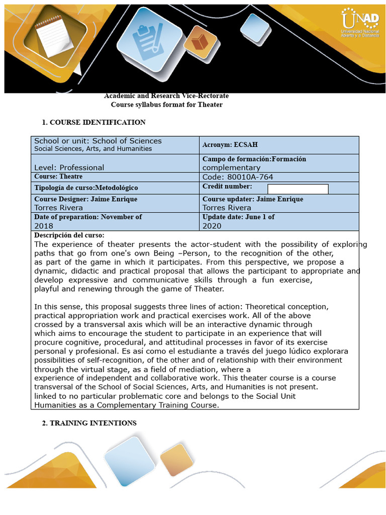 Theater Course Syllabus Overview | PDF | Theatre | Improvisation