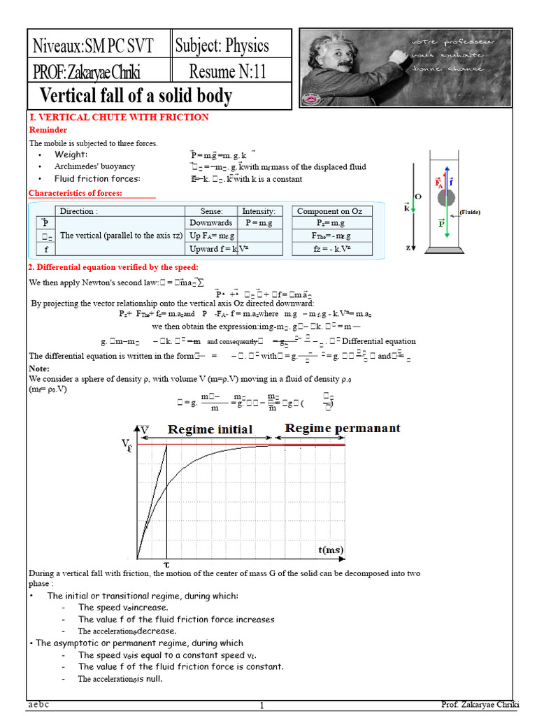 The Vertical Free Fall of A Solid Course Summary | PDF | Force ...