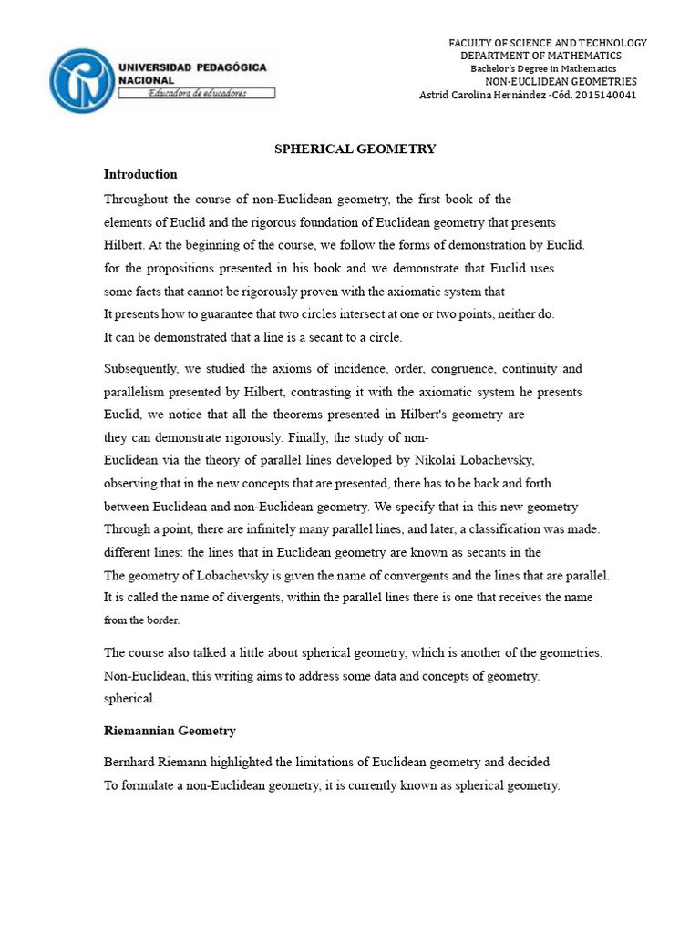 Spherical Geometry | PDF | Sphere | Triangle